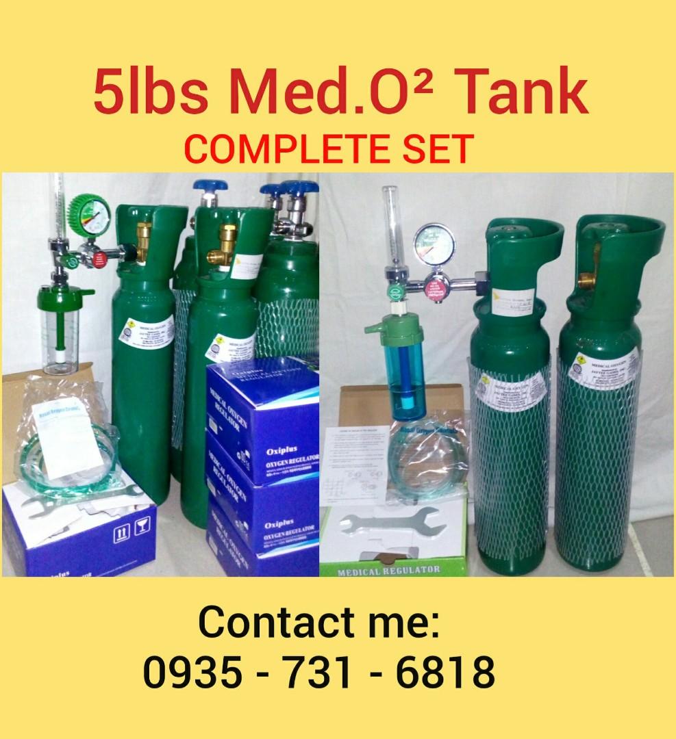 COMPLETE SET 5lbs with Regulator medical oxygen tank, Beauty & Personal ...