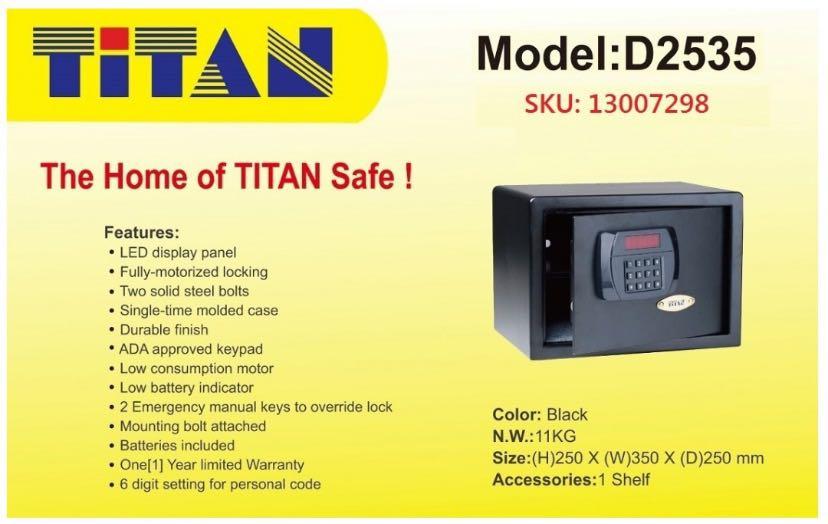 Titan Electronic Safe D2535, Everything Else on Carousell
