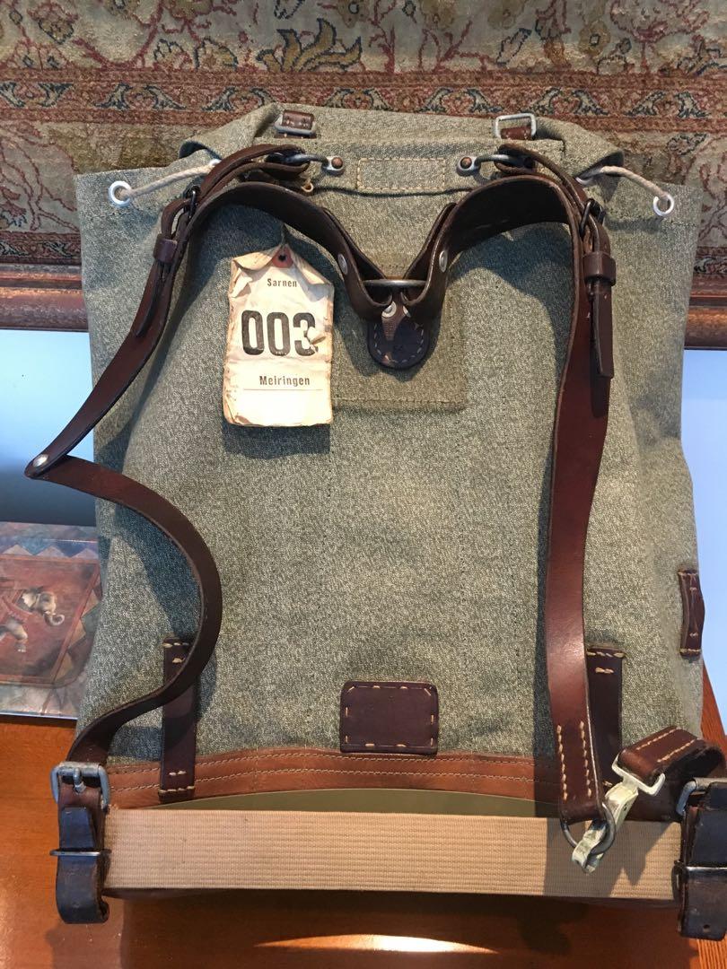 Vintage Swiss Army Military Backpack Canvas Salt & Pepper 54, Men's ...