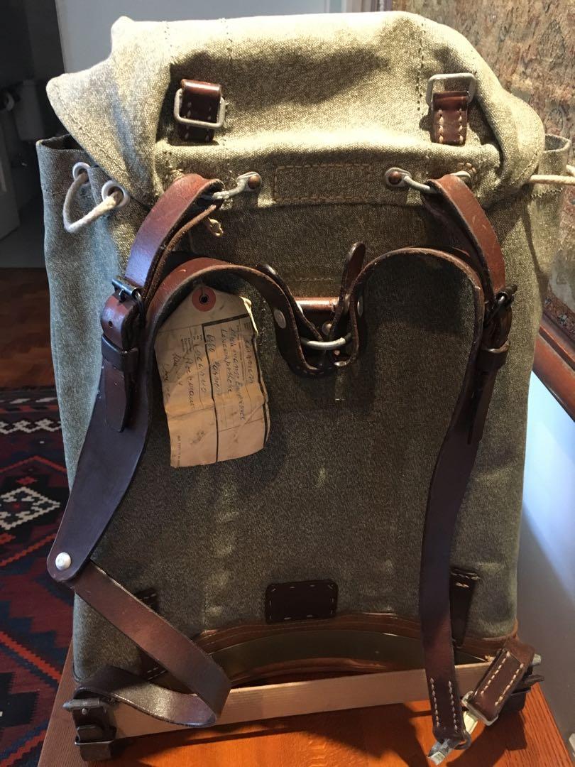 Vintage Swiss Army Military Backpack Canvas Salt & Pepper 54, Men's ...