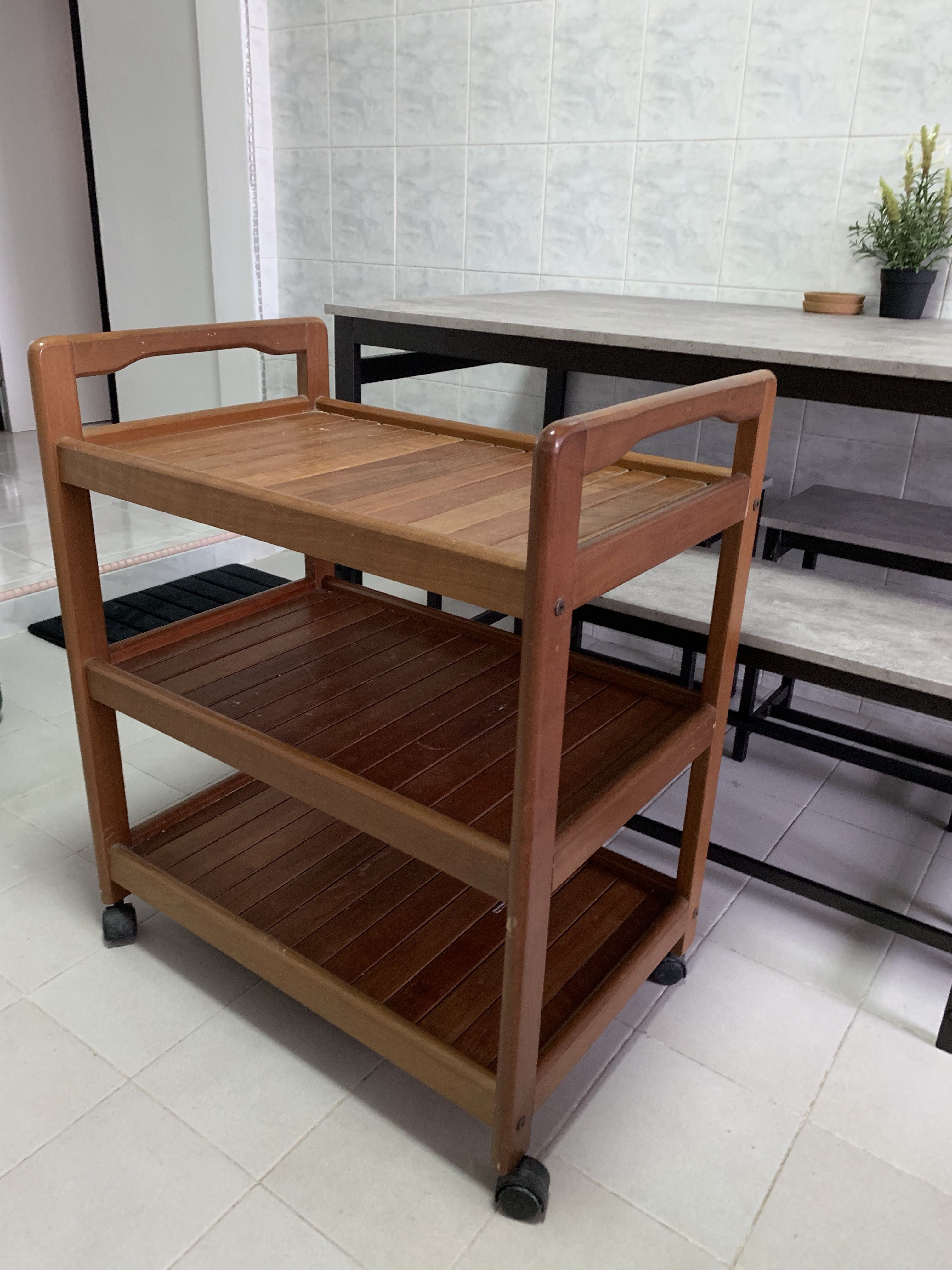 Wooden Kitchen Trolley, Furniture & Home Living, Bathroom & Kitchen ...