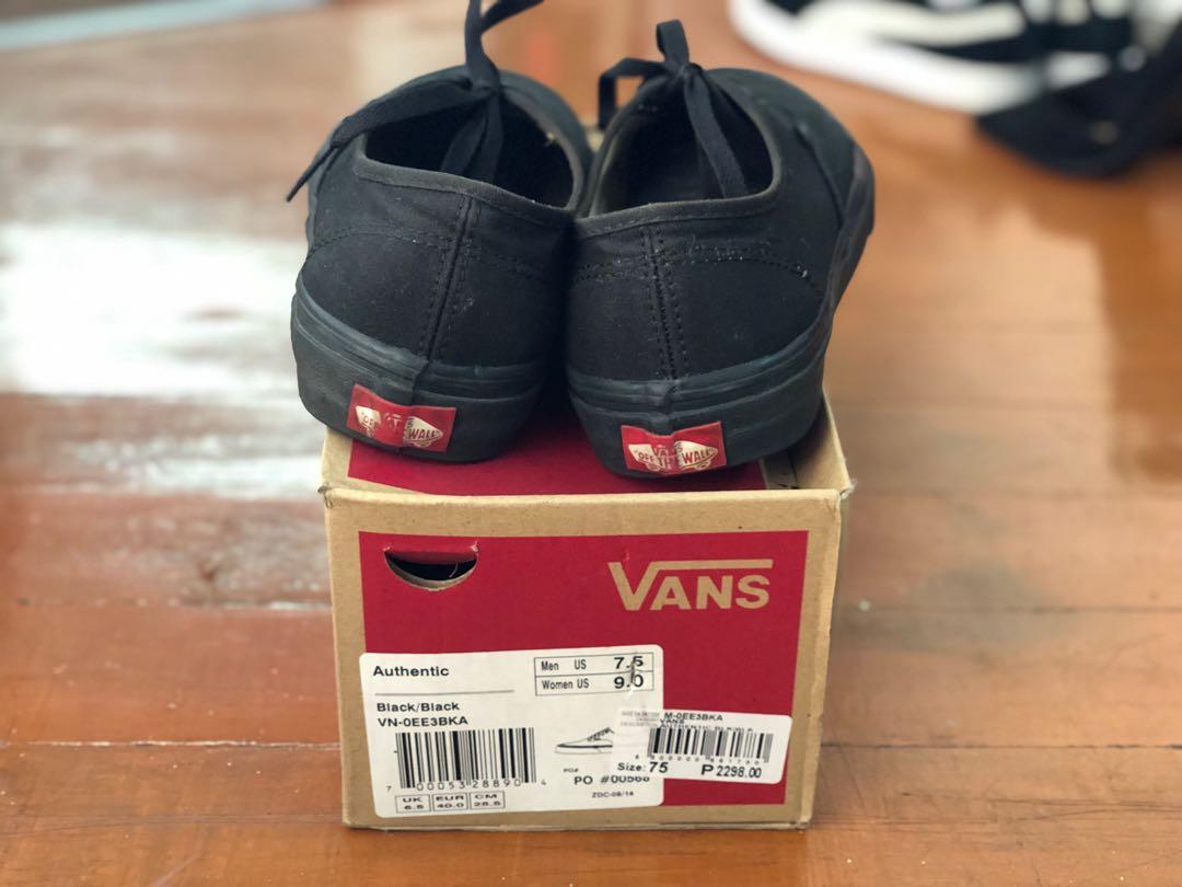 Authentic All-Black Classic Vans, Men's Fashion, Footwear, Sneakers on ...