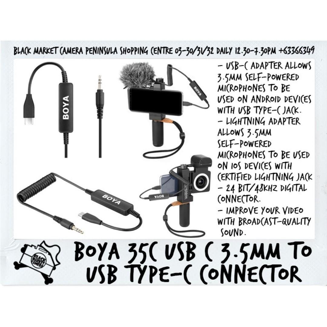 [BMC] BOYA C35L / C35 USB C 3.5mm to Lightning/USB Type C Connector ...
