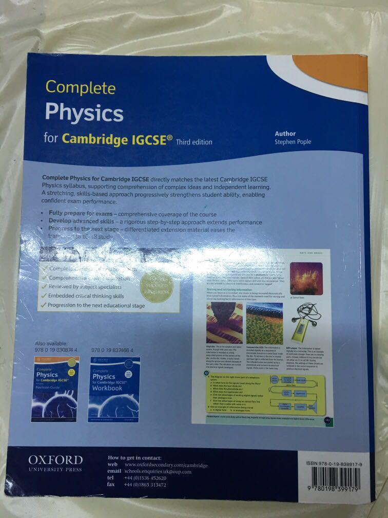 Complete Physics for Cambridge IGCSE (3rd Edition), 興趣及遊戲, 書本 & 文具, 補充練習 - Carousell