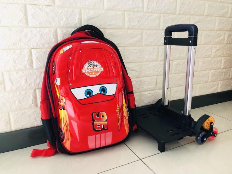 Disney cars school bag w/ trolley, Women's Fashion, Bags & Wallets ...