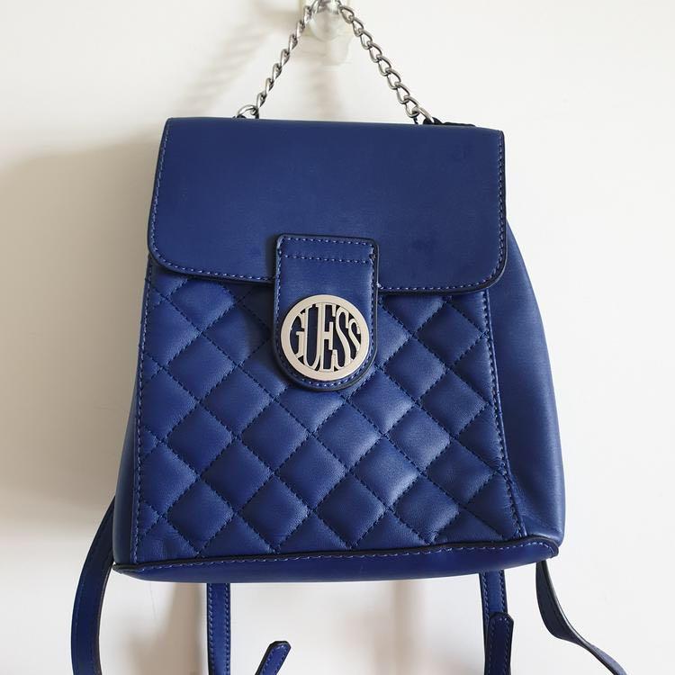 Guess Factory Plush Quilted Backpack (Blue), Women's Fashion, Bags ...