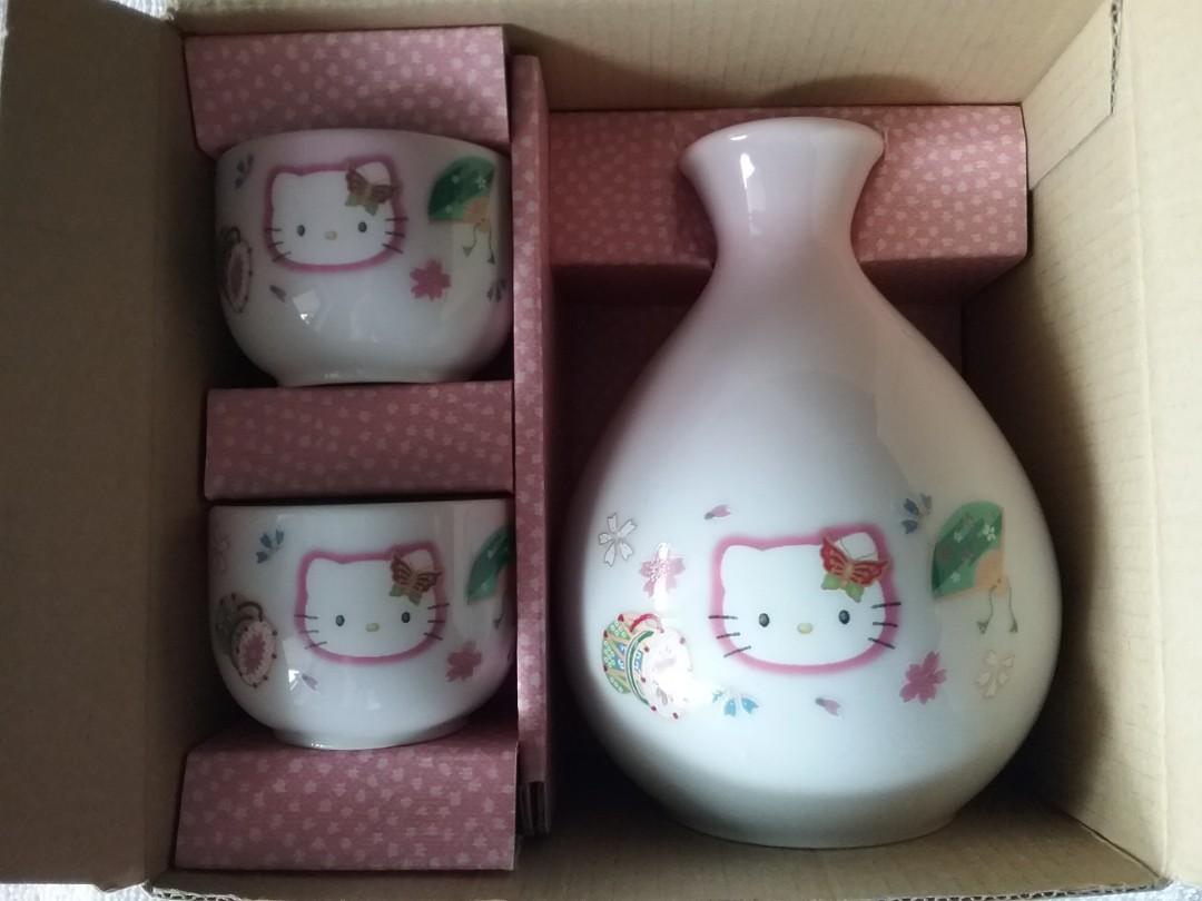 Hello Kitty sake cups and bottle, Furniture & Home Living, Kitchenware ...