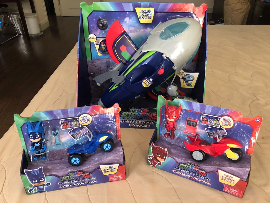 Lot of PJ Masks Super Moon Adventure Toys HQ Rocket and Catboy Gekko ...
