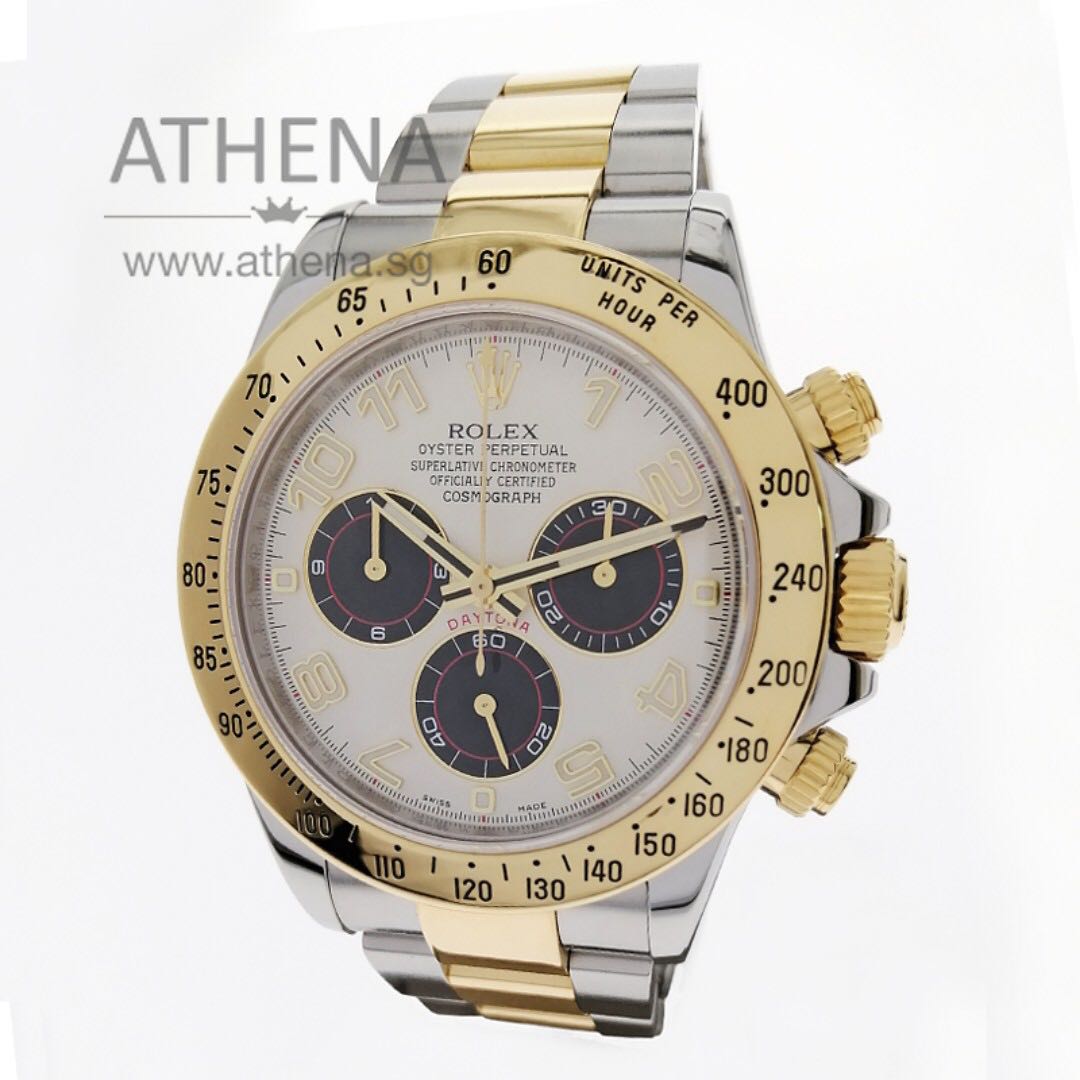 ROLEX HALF GOLD COSMOGRAPH DAYTONA "AN" SERIES "PANDA DIAL" WITH BOX ...