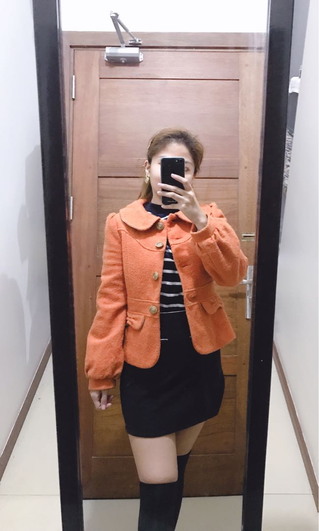 Rust Pea Wool Coat, Women's Fashion, Coats, Jackets and Outerwear on ...