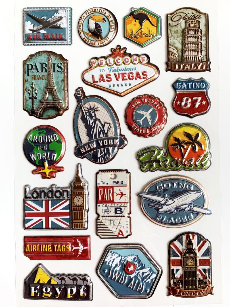 3D Vintage Stickers -Landmarks, Hobbies & Toys, Stationery & Craft ...