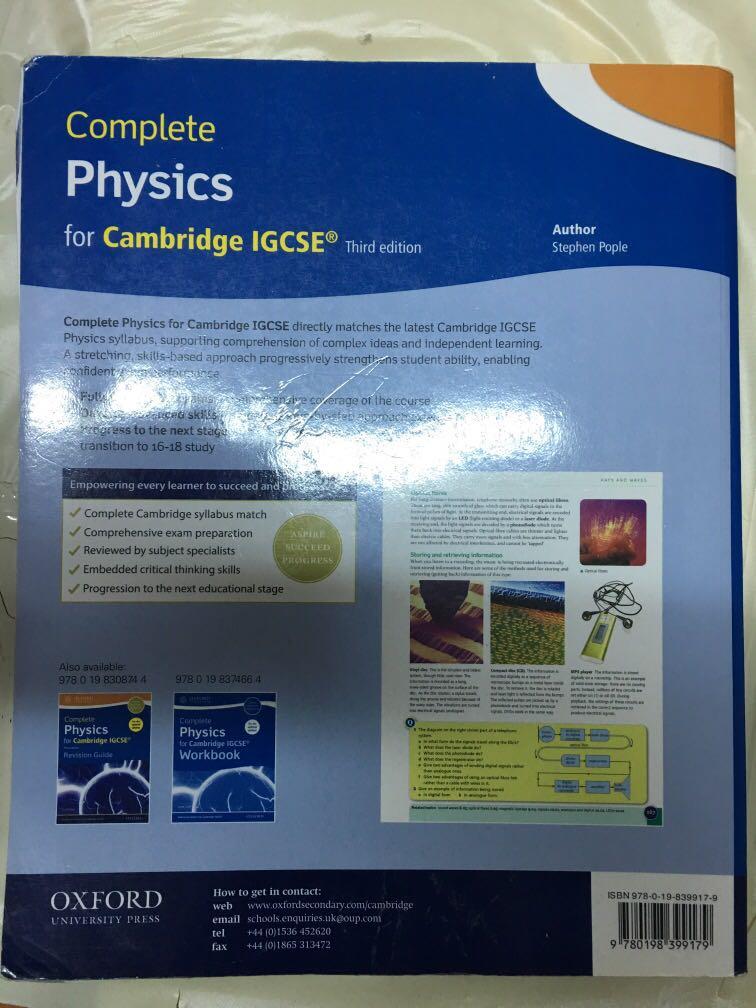 Complete Physics for Cambridge IGCSE (3rd Edition), 興趣及遊戲, 書本 & 文具, 補充練習 - Carousell
