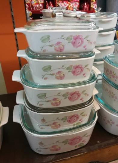 CorningWare Country Rose Stovetop Pyroceram Casserole (1L, 1.5L, 2L, 3L ...