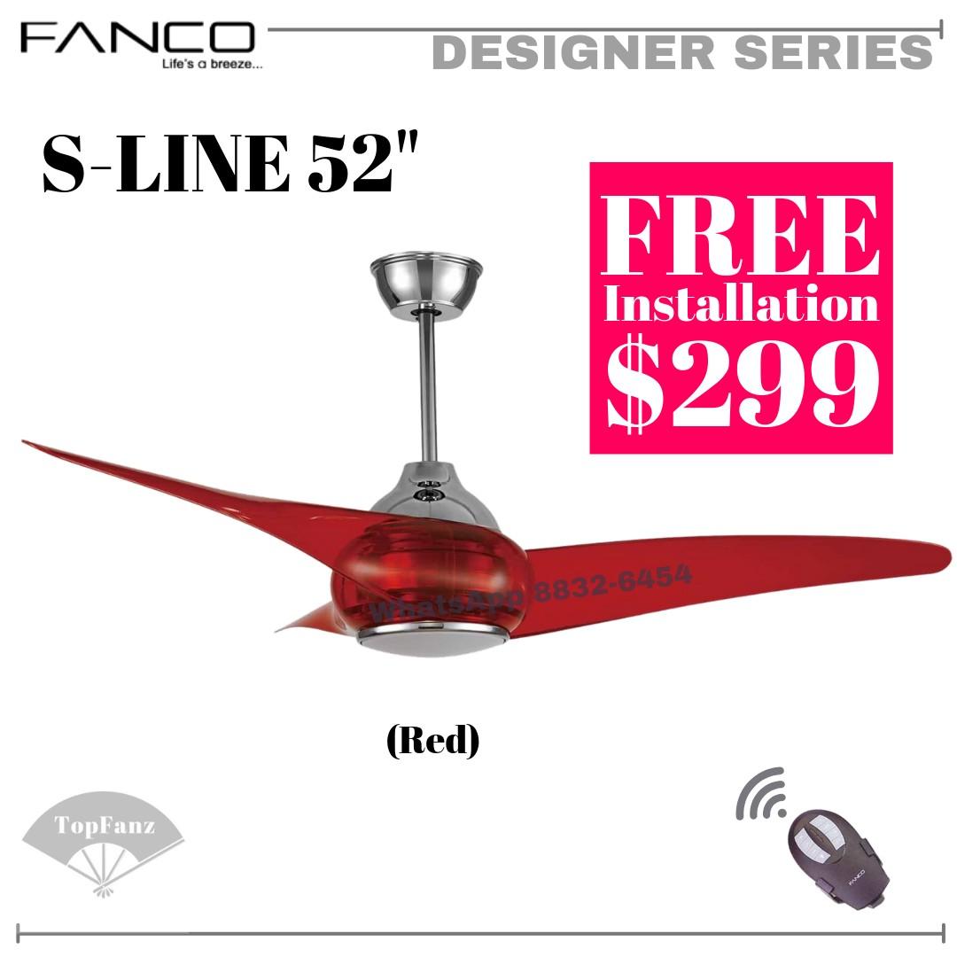 Fanco Designer Series Ceiling Fan S-Line in 52", Furniture & Home ...