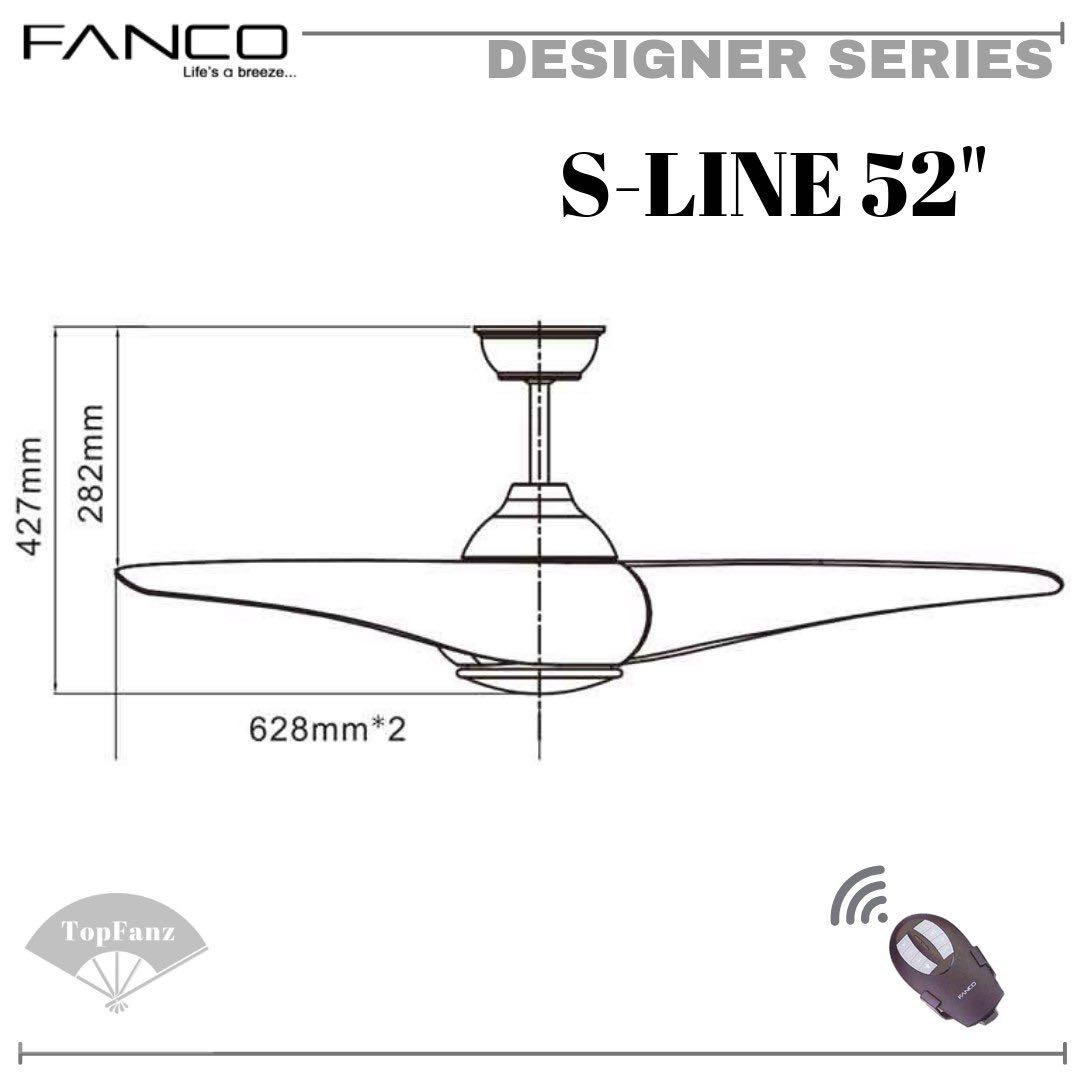 Fanco Designer Series Ceiling Fan S-Line in 52", Furniture & Home ...