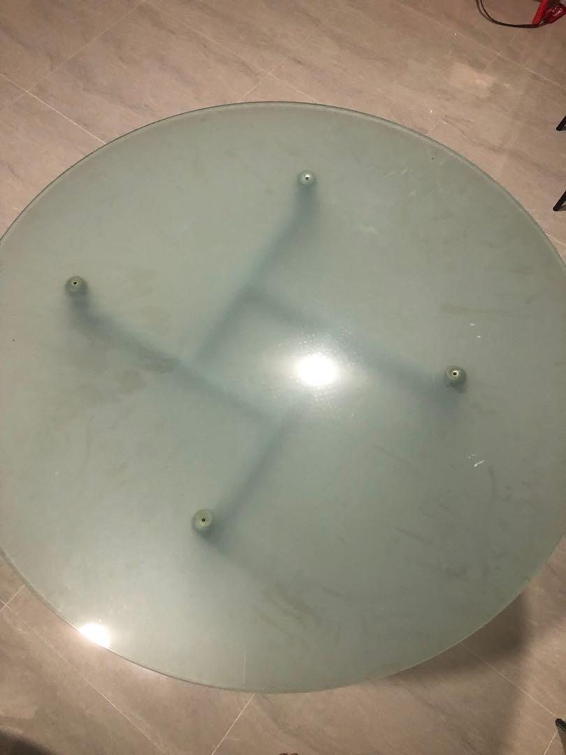 Frosted glass round table , 1 meter diameter, Furniture & Home Living ...
