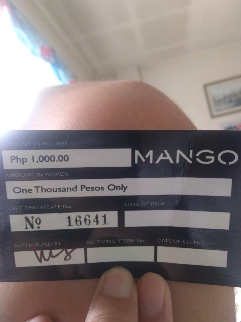 Gift certificate - Mango/the bistro group, Tickets & Vouchers, Store ...