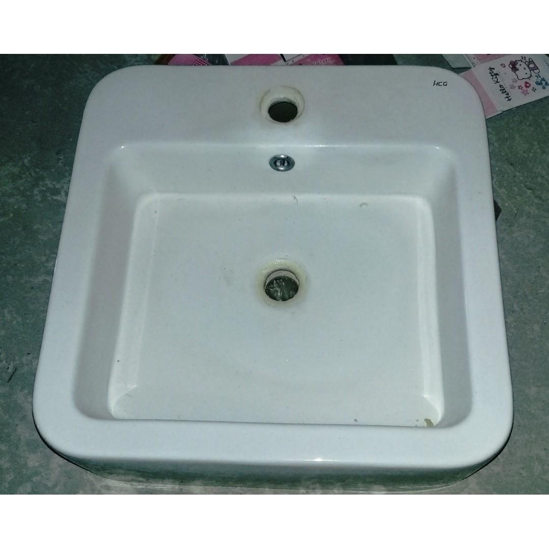 HCG Countertop Sink White, Furniture & Home Living, Bathroom & Kitchen ...