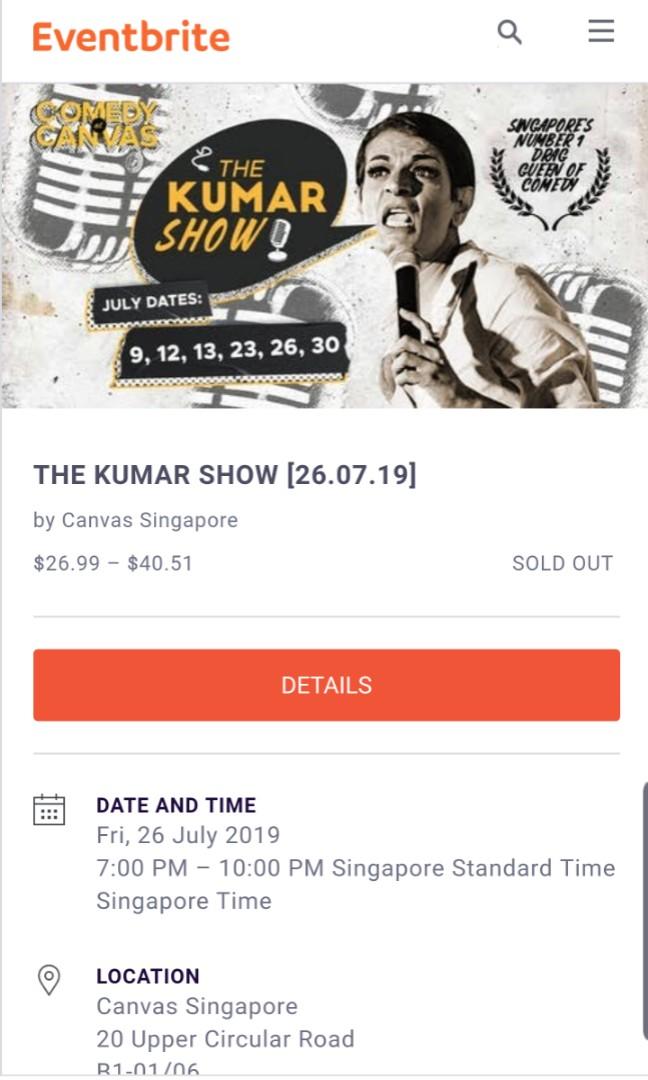 Kumar Show, Tickets & Vouchers, Local Attractions & Transport on Carousell