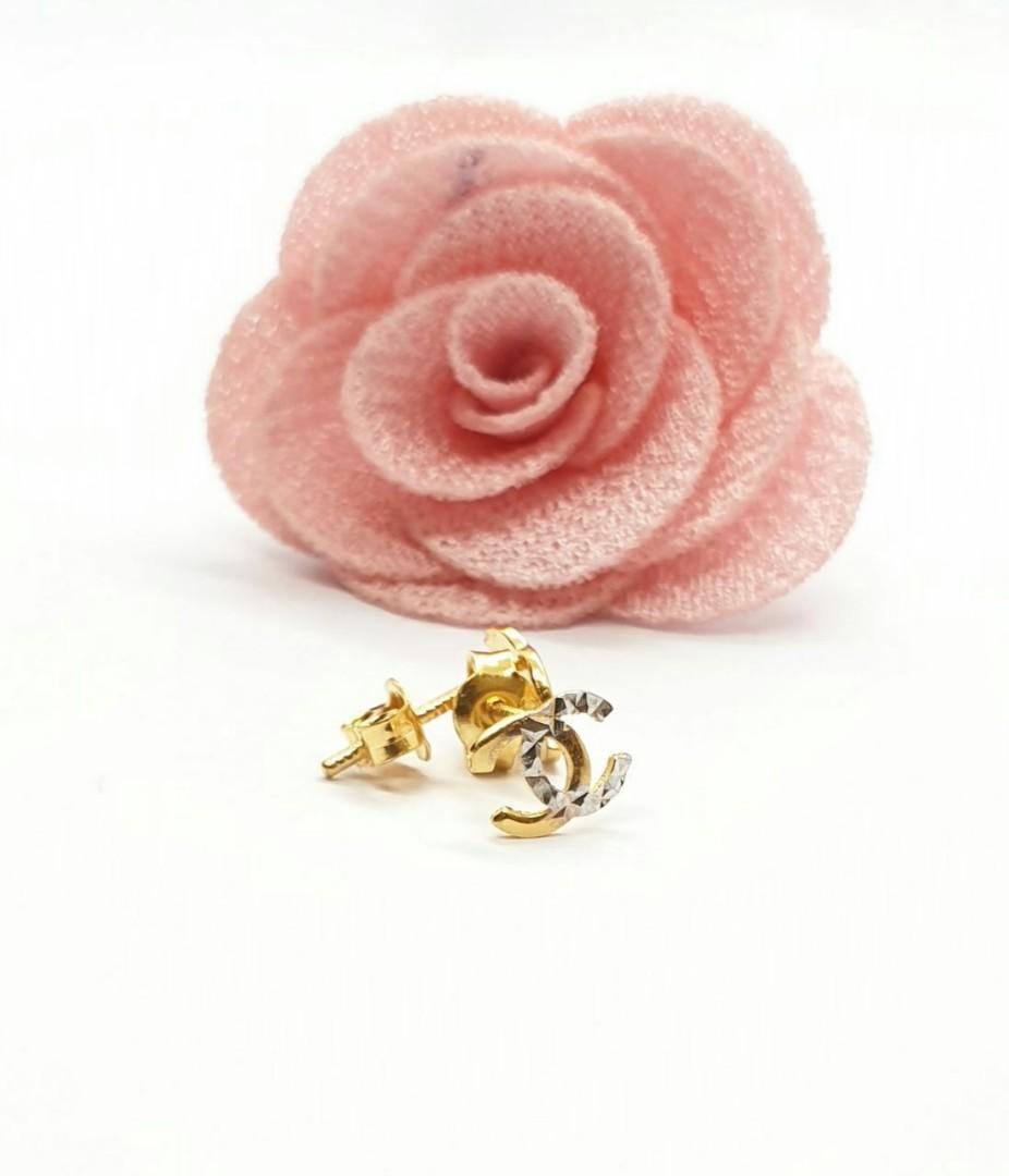 Subang Chanel Design Emas 916, Women's Fashion, Jewelry & Organisers ...