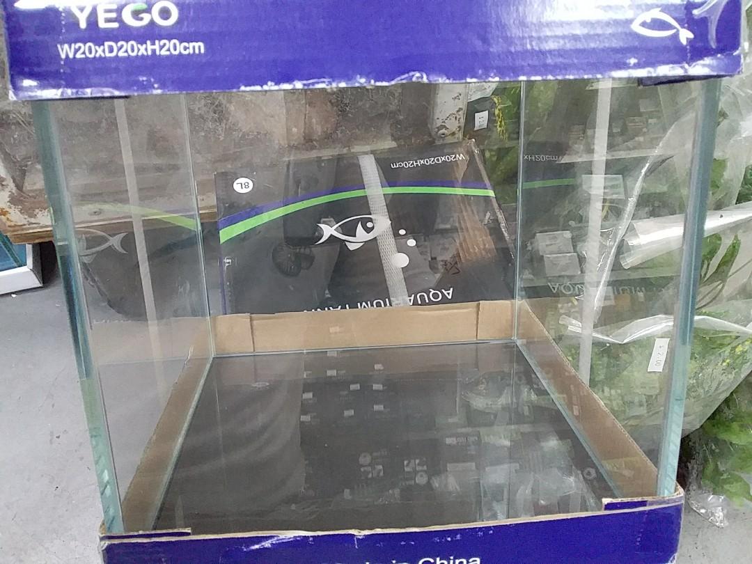 Yego 20cm cube crystal glass fish tank, Pet Supplies, Homes & Other Pet ...