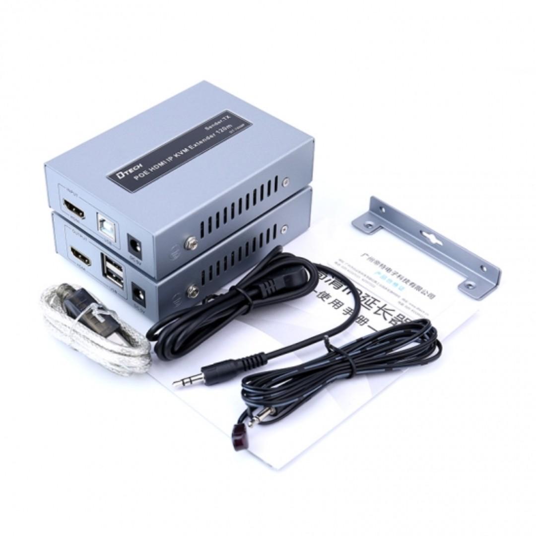 DTECH DT-7050 120 Meters HDMI KVM Extender over IP with IR, Audio ...