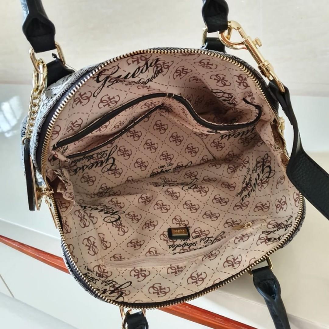 Guess G Logo Dome Satchel Bag with Tag - Black, Women's Fashion, Bags ...