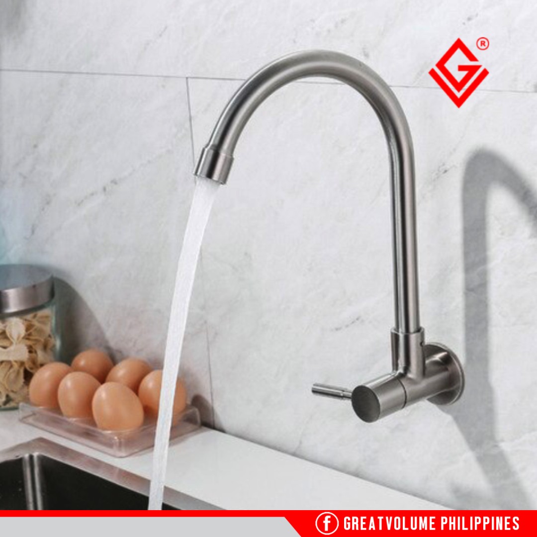 GV LX6702- LT SS304 Stainless Kitchen Cold Tap Wall Faucet, Furniture ...