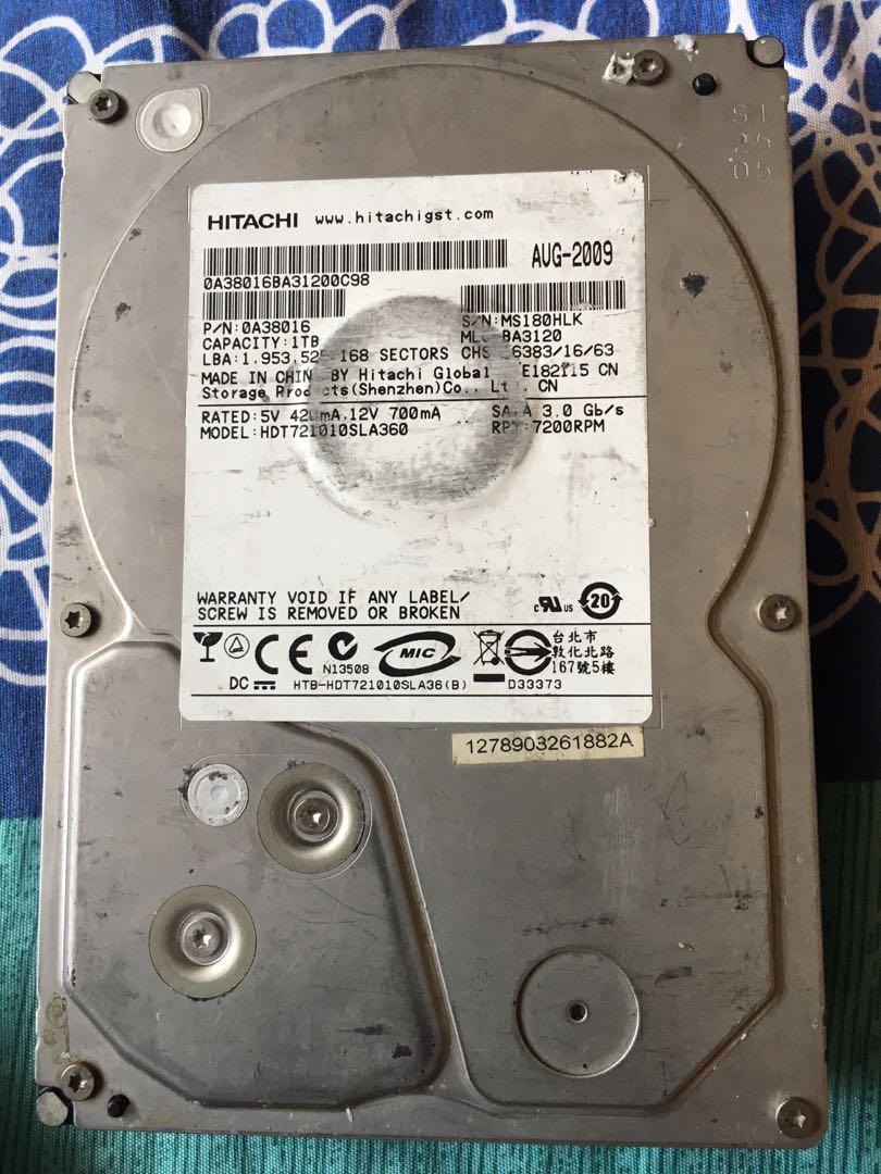 Hitachi HD 1TB, Computers & Tech, Parts & Accessories, Hard Disks ...