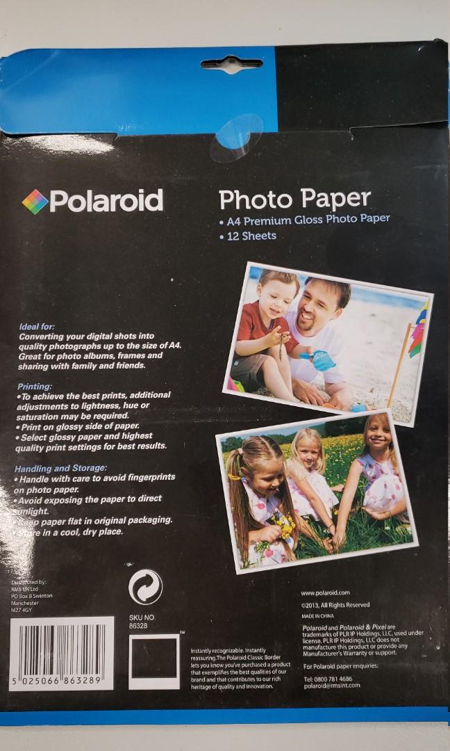 Polaroid A4 Premium Gloss Photo Paper (A4, 7x5 inches, 6x4 inches), 手提 ...