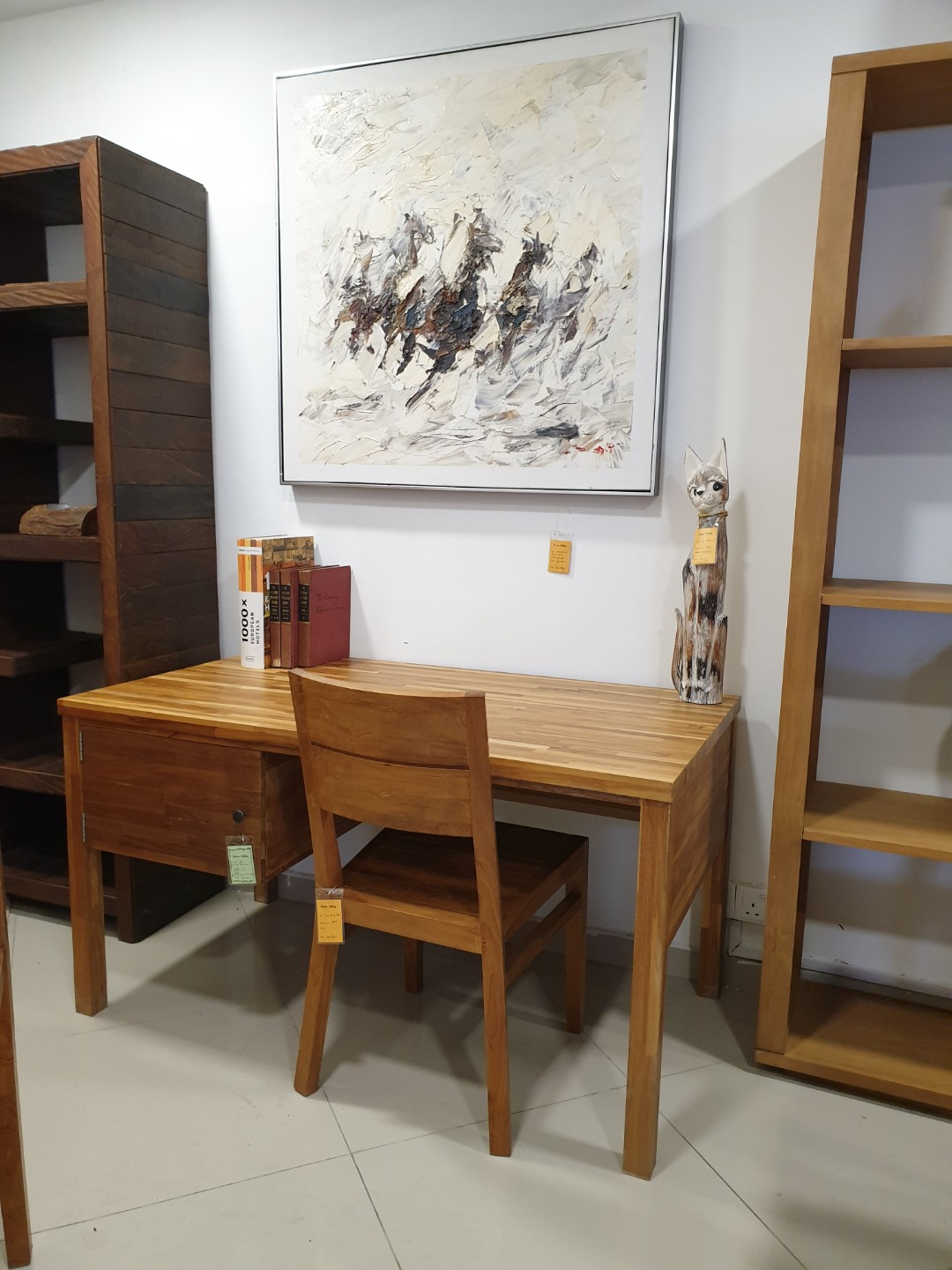 Teak Wood Writing Table with door, Furniture & Home Living, Furniture ...