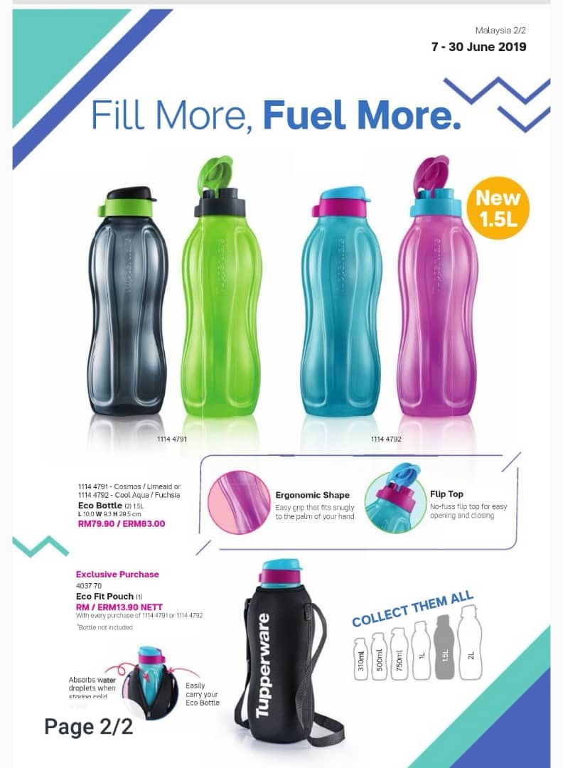 Tupperware Eco Bottle 1.5L (2), Furniture & Home Living, Kitchenware ...