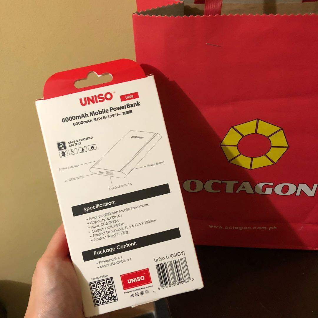 Brand New UNISO Powerbank 6,000mAh, Mobile Phones & Gadgets, Mobile ...