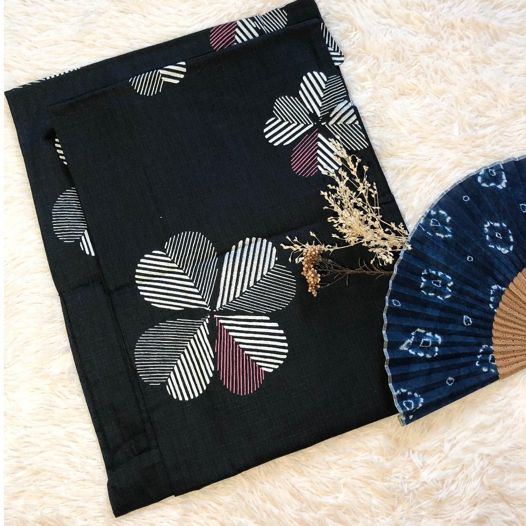 Brand New Yukata Black Based Floral Pattern Traditional Design Japan ...