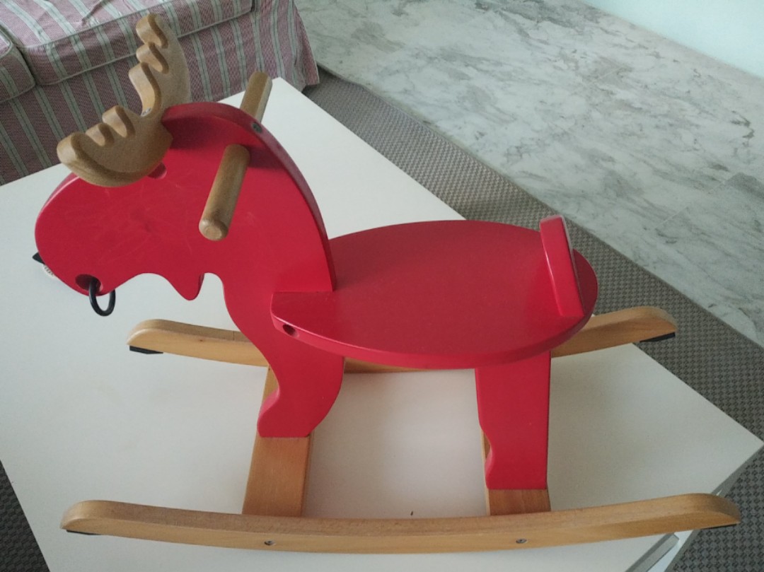 EKORRERocking-moose, red, rubberwood, Babies & Kids, Baby Nursery ...