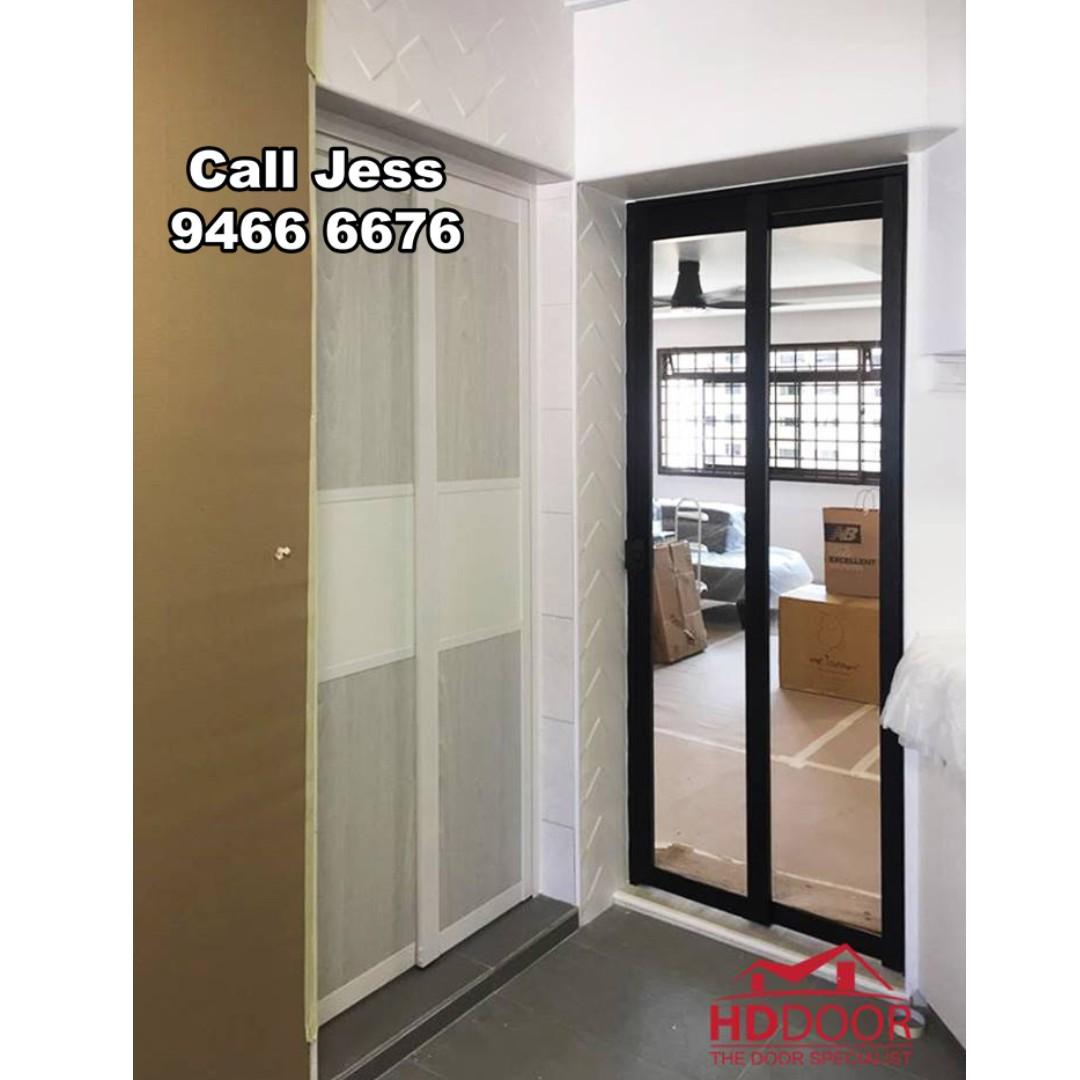 HDB Slide & Swing Design Kitchen and Toilet Door, Home Services ...