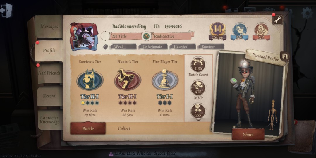 Identity V account, Video Gaming, Gaming Accessories, Game Gift Cards ...