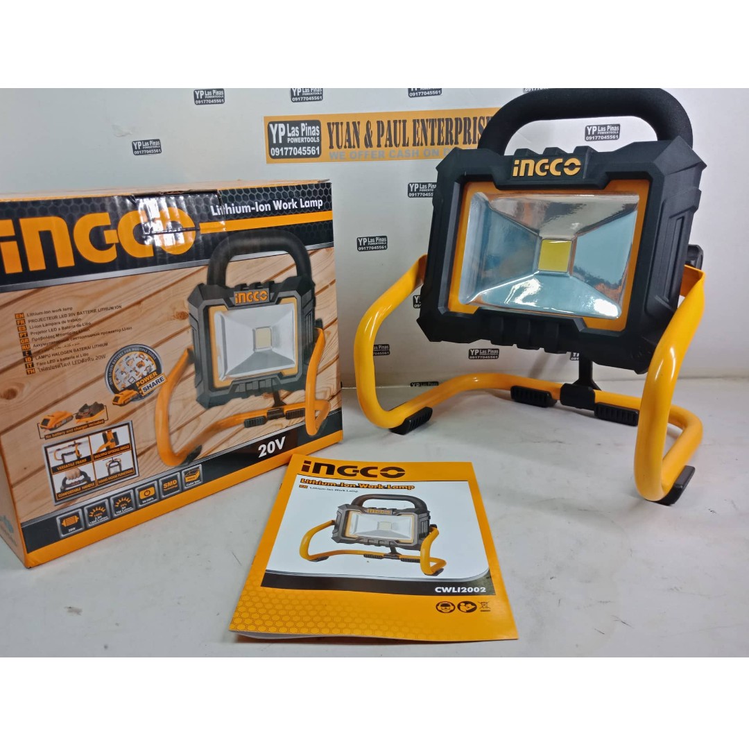 INGCO Cordless Li-ion Work lamp CWLI2002 (20V) (Yellow), Furniture ...