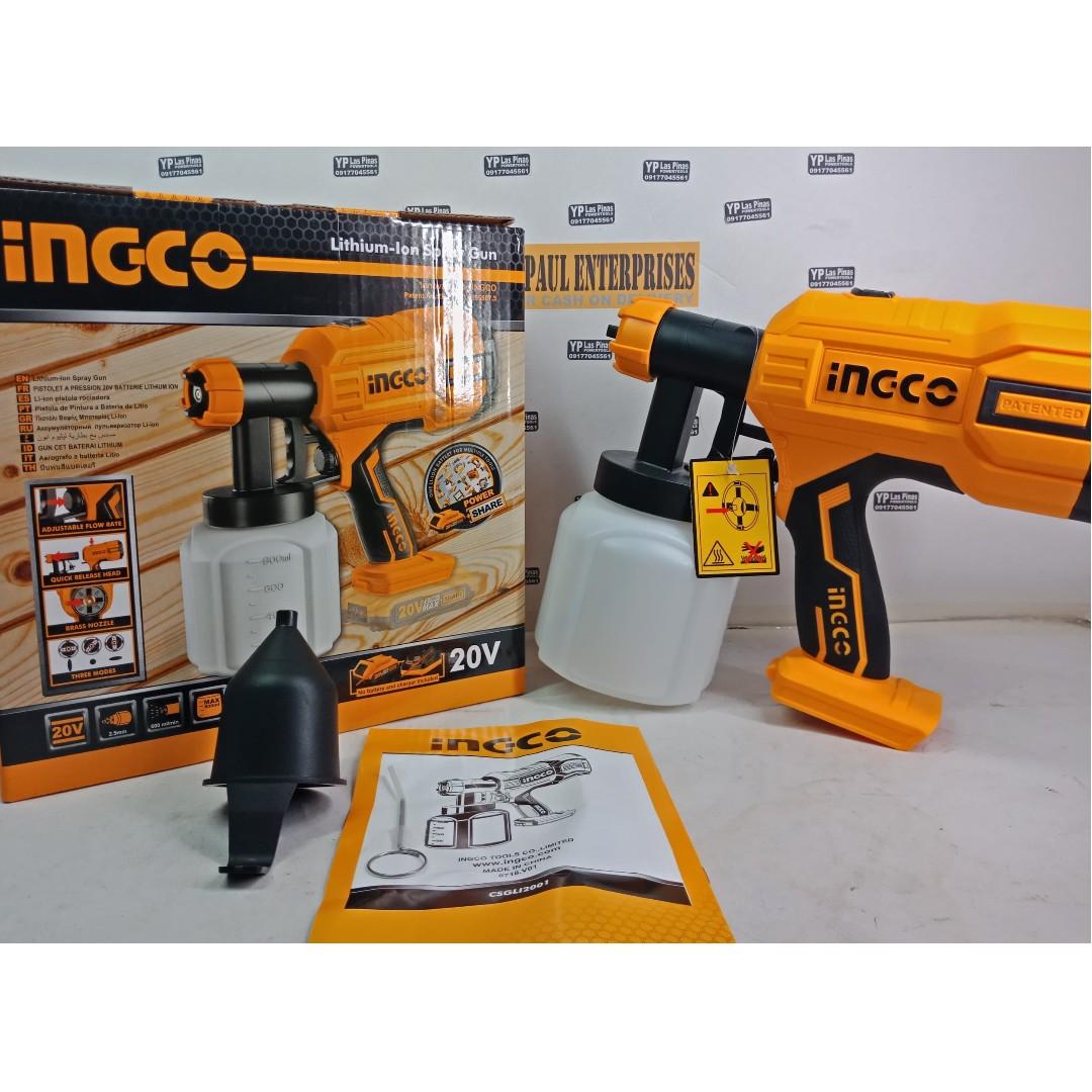 Ingco Cordless Paint Spray Gun 20v with 1 Battery 1 Charger CSGLI2001 ...