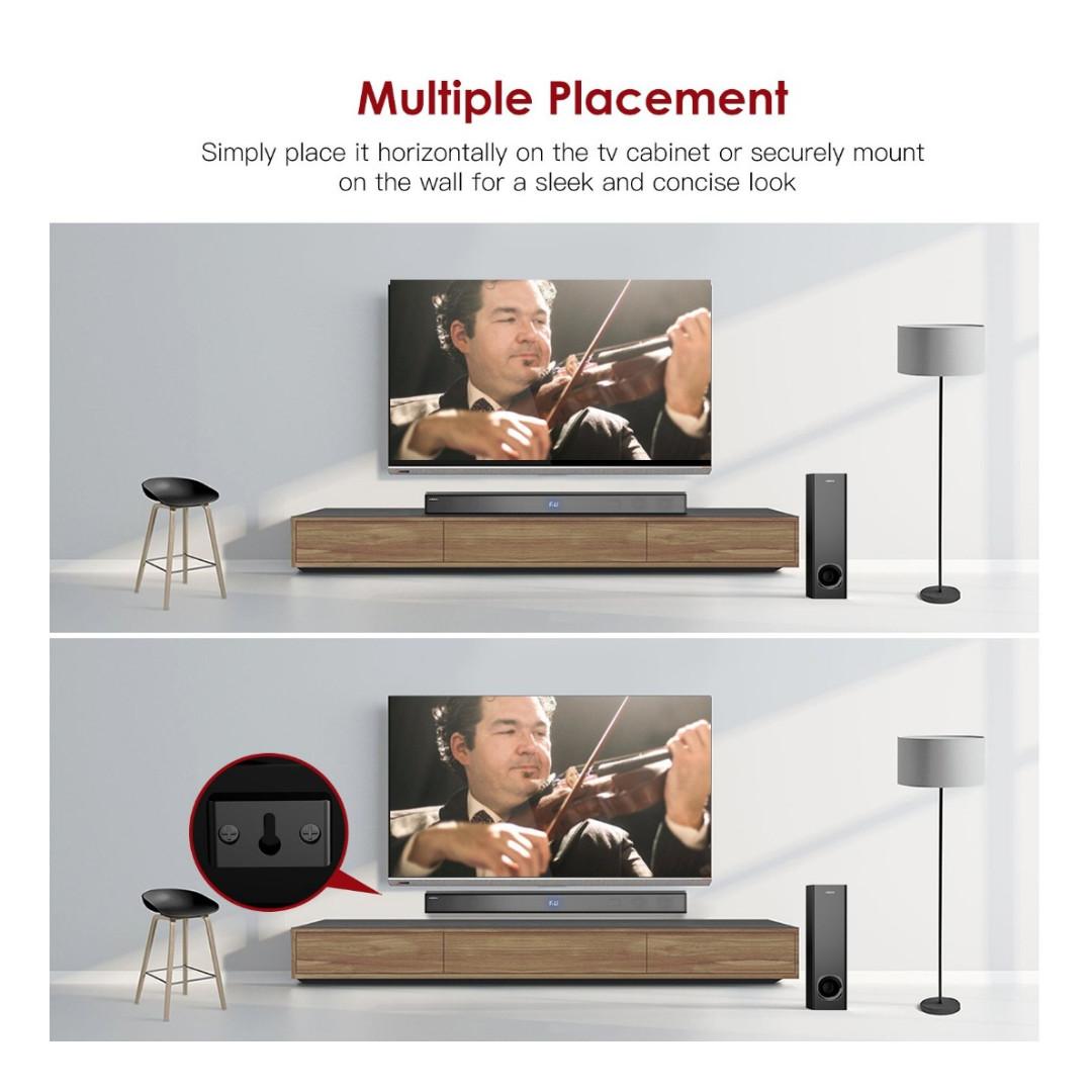 (K571) 2.1 Channel Soundbar with Subwoofer, ABOX 120W Sound Bar for TV ...