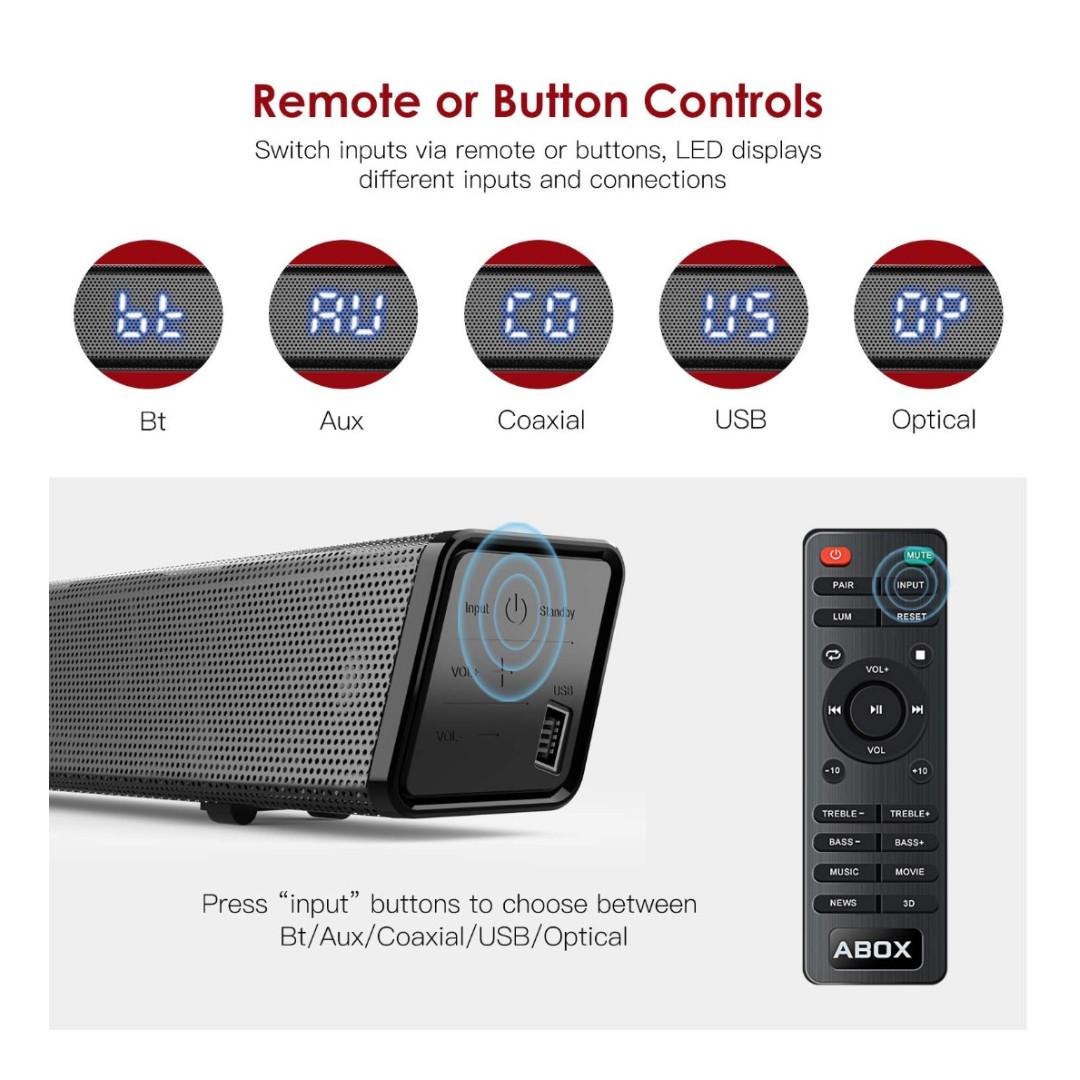 (K571) 2.1 Channel Soundbar with Subwoofer, ABOX 120W Sound Bar for TV ...