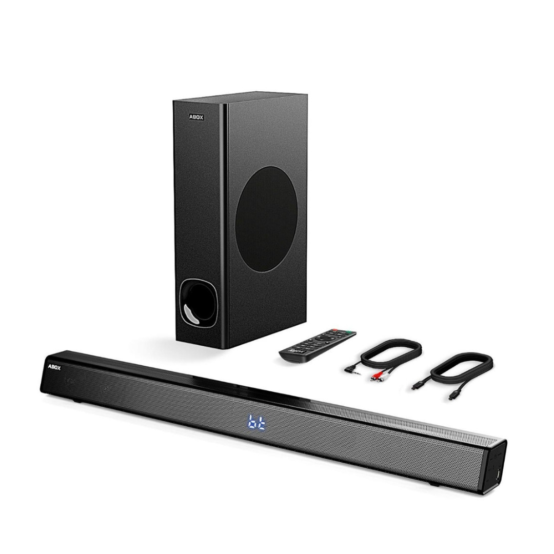 (K571) 2.1 Channel Soundbar with Subwoofer, ABOX 120W Sound Bar for TV ...