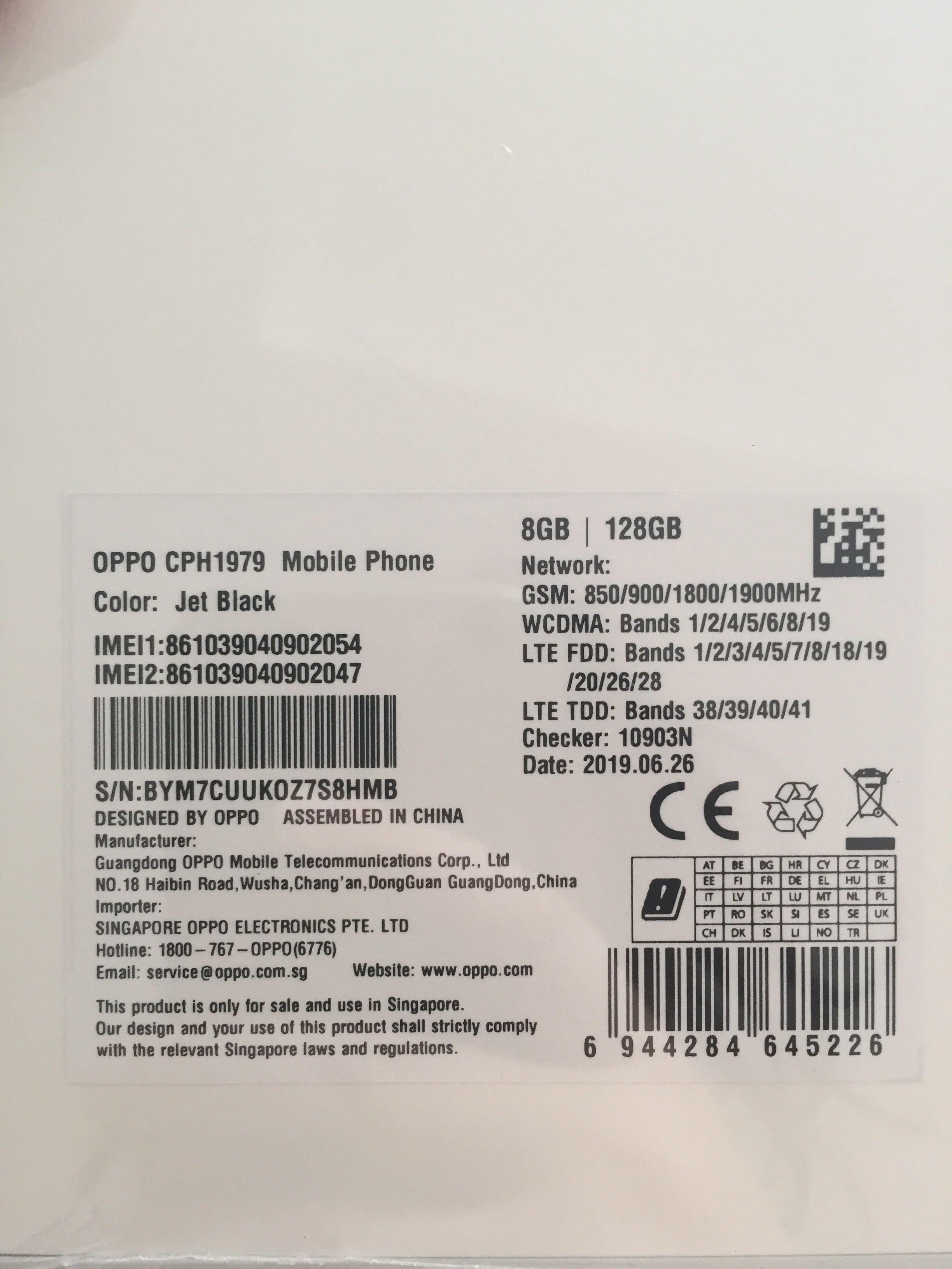 Oppo Reno Z 128GB Jet black CPH1979 4G Dual Sim Smartphone, Mobile ...