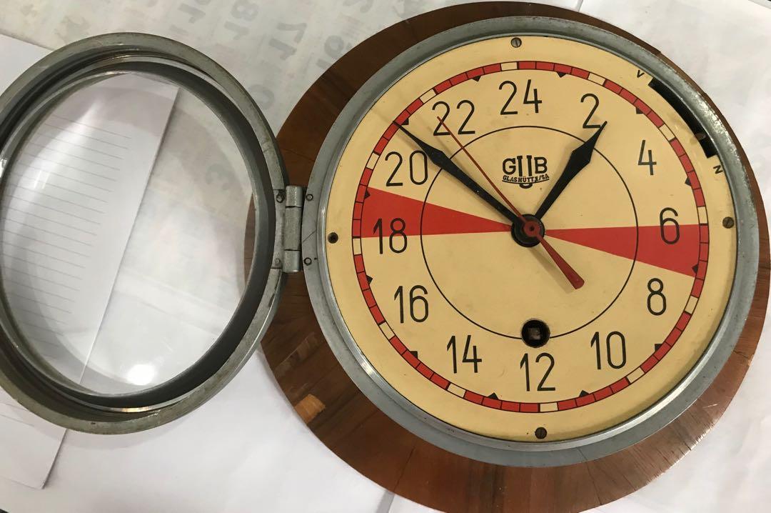 Vintage Glashutte vintage German navy boat/ship submarine cabin clock ...
