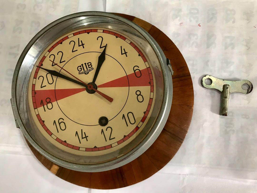 Vintage Glashutte vintage German navy boat/ship submarine cabin clock ...