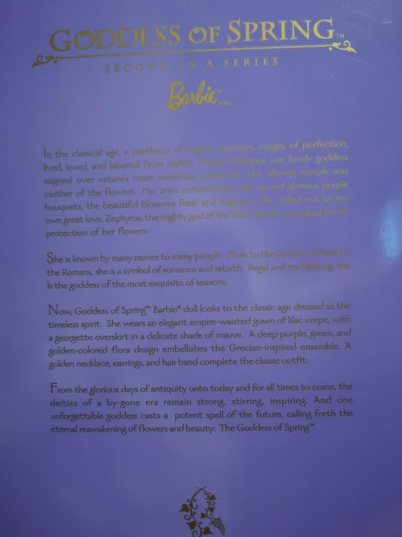 Goddess of Spring Barbie Doll, Hobbies & Toys, Toys & Games on Carousell