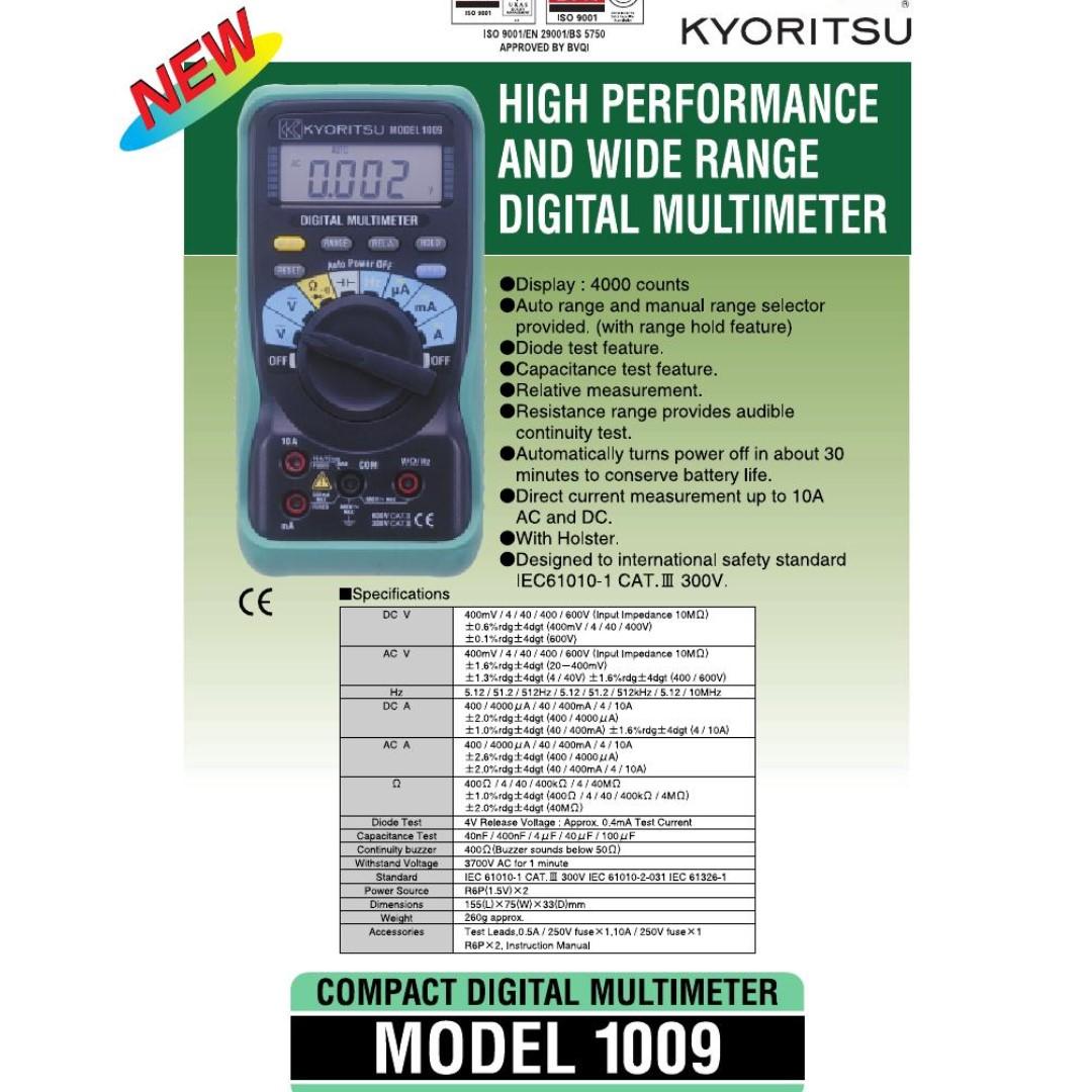 Kyoritsu Digital Multimeters 1009, Furniture & Home Living, Cleaning ...