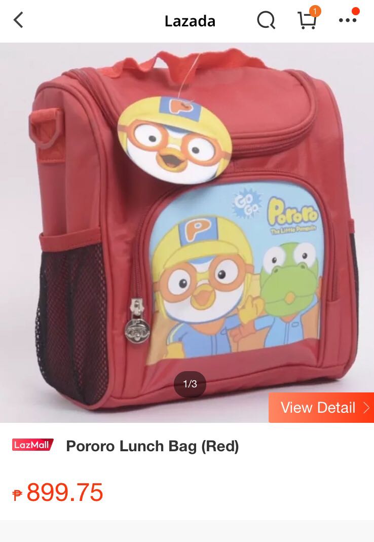 Pororo Red Lunch Bag, Babies & Kids, Going Out, Diaper Bags & Wetbags ...