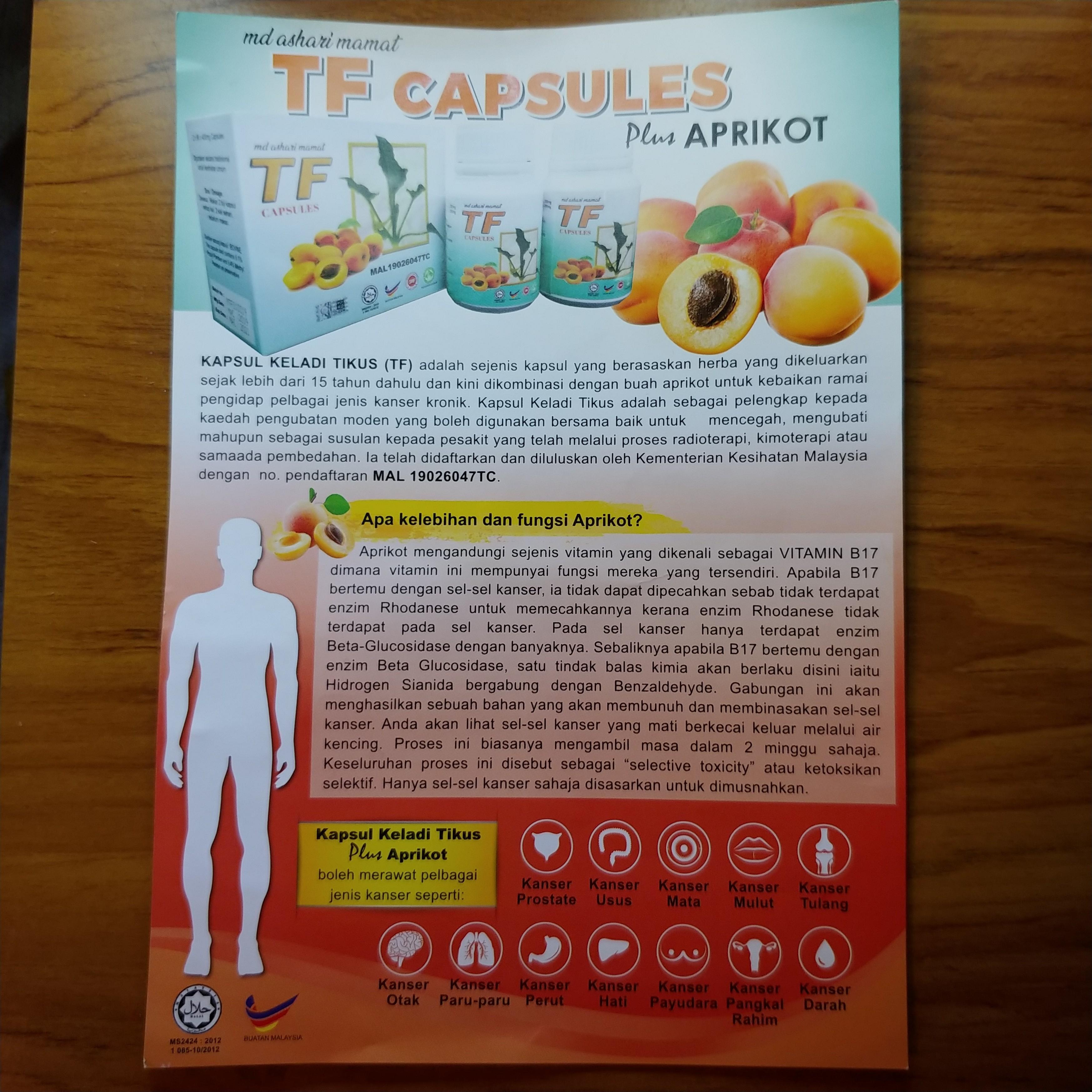 TF Capsule Keladi Tikus Plus Aprikot, Health & Nutrition, Health ...