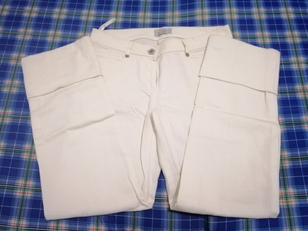 White Square Pants, Women's Fashion, Bottoms, Other Bottoms on Carousell